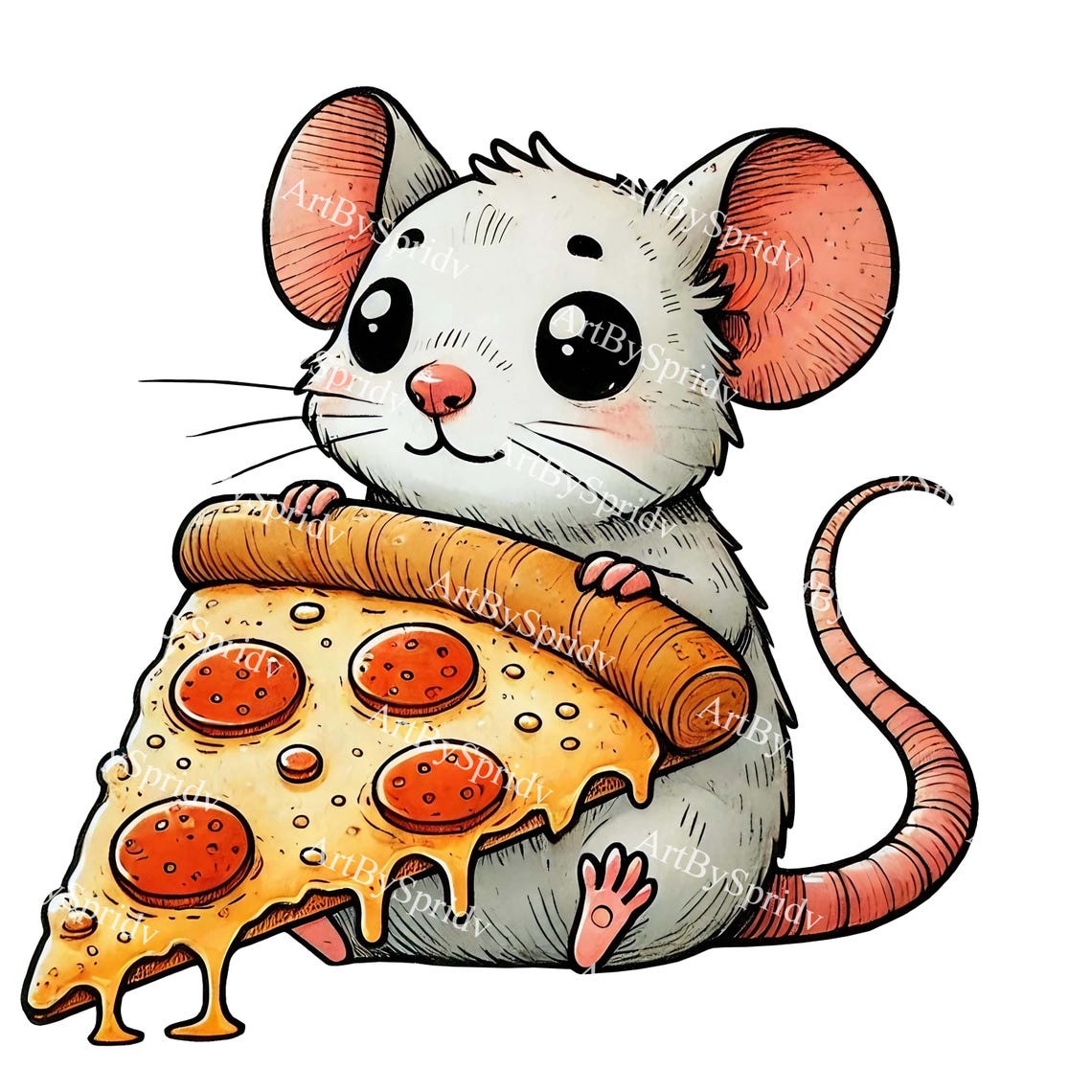 Rat With Pepperoni Pizza PNG Clipart, Cute Animal Digital Clip Art for ...