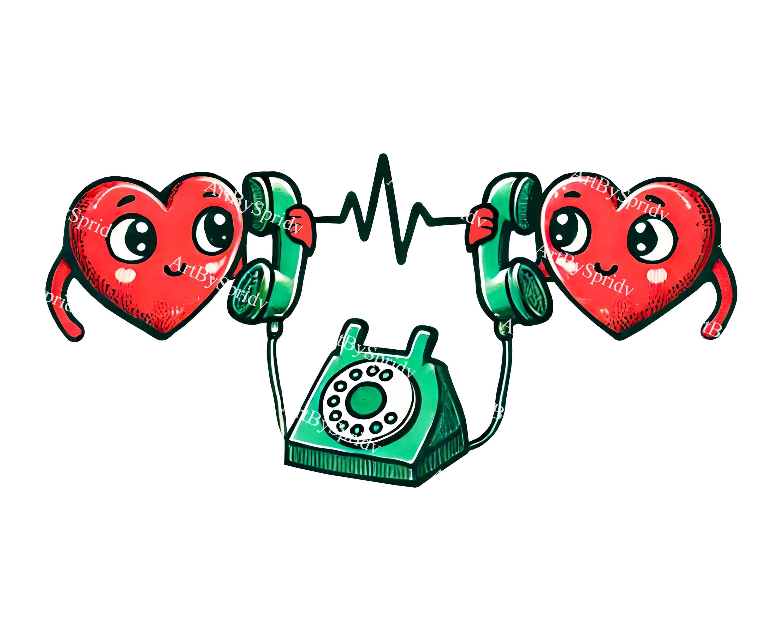 Heart Telephone Clipart, Transparent PNG Illustration of Hearts ...