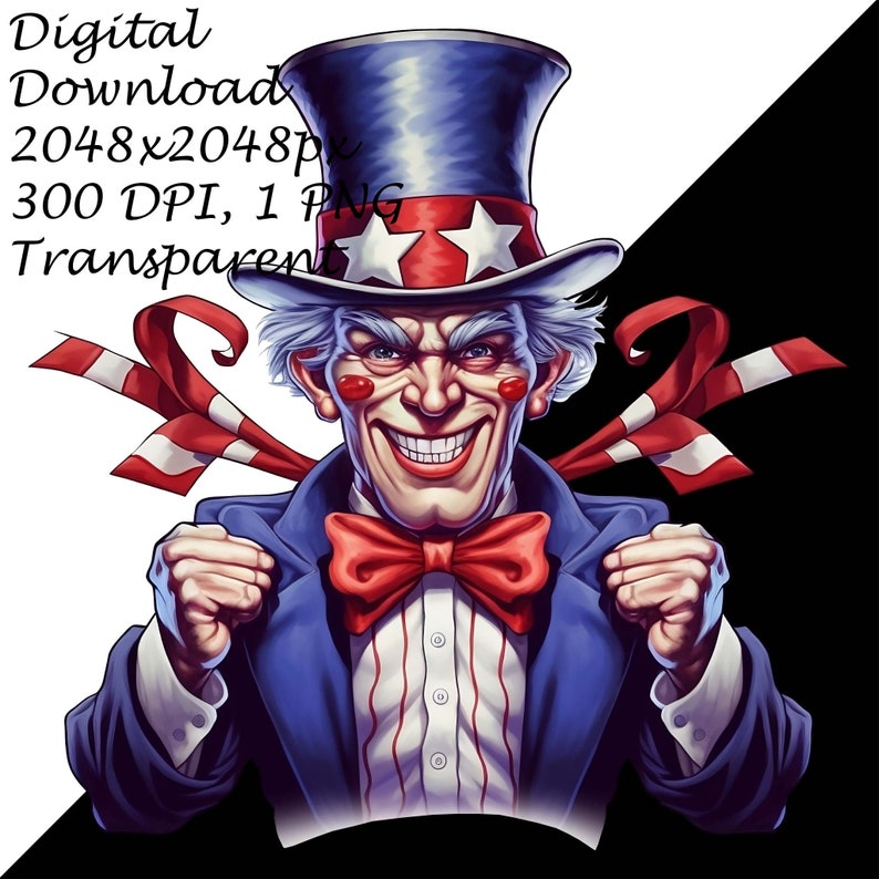 Patriotic Uncle Sam PNG Clipart for Sublimation, Digital Download USA ...