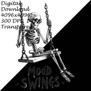 Spooky Swinging Skeleton Clipart, Mood Swings Graphic, Halloween ...
