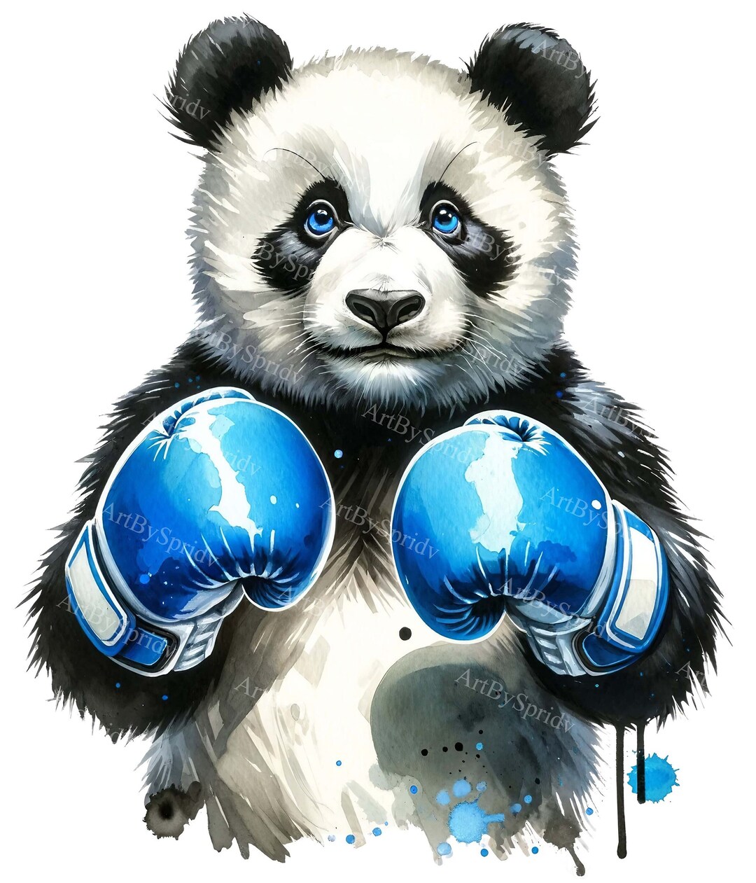 Boxing Panda With Oversized Gloves Clipart - Digital PNG for DTG, T ...