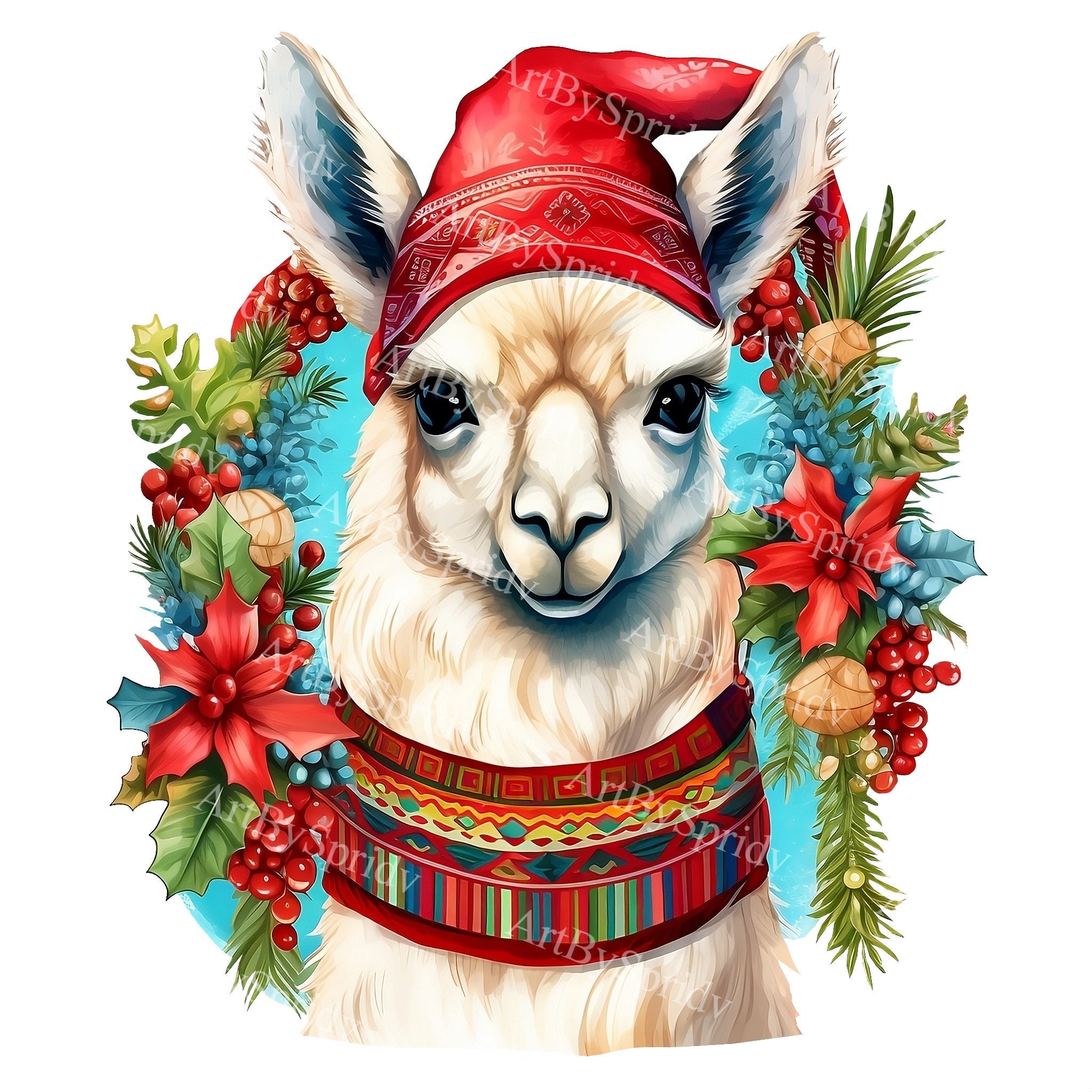 Christmas Llama Clipart PNG, Festive Llama With Santa Hat, Holiday ...