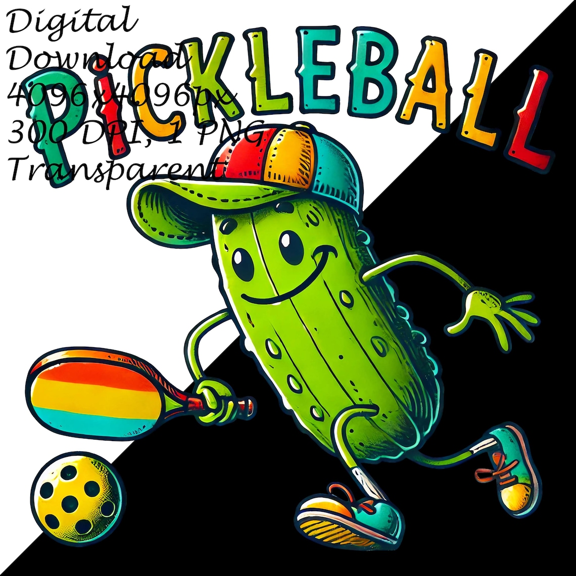 Fun Pickleball Pickle PNG Clipart-cute Pickle With Paddle & Ball ...