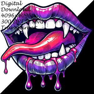Vampire Lips Clipart | Dripping Fangs Transparent PNG | Gothic Digital ...