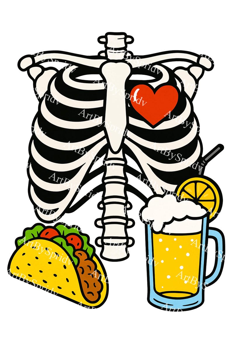 Taco Beer Skeleton Ribcage PNG Clipart, Halloween Sublimation Design ...
