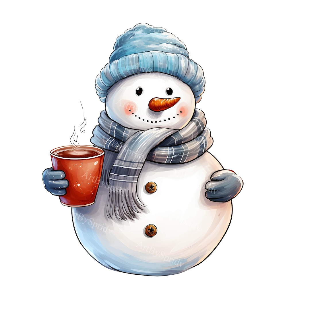 Christmas Snowman Clipart Digital PNG for T-shirts, Mugs, Tumblers ...