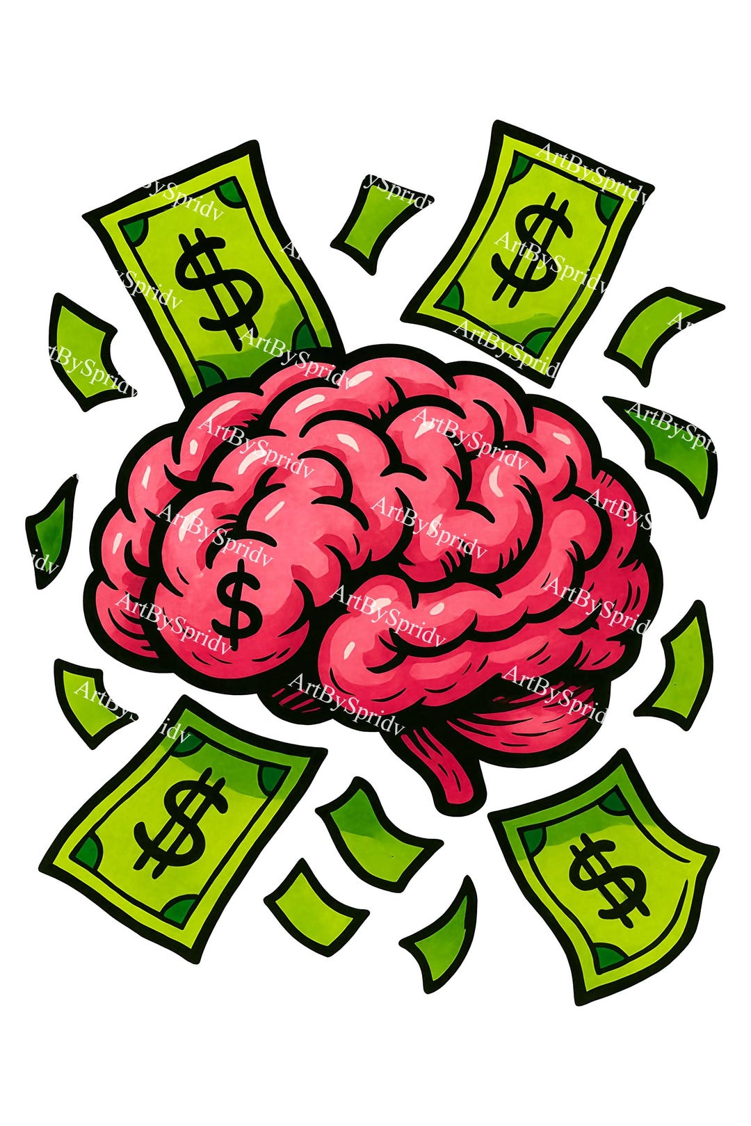 Money Brain PNG Clipart | Hustle Mindset Dollar Brain Design ...