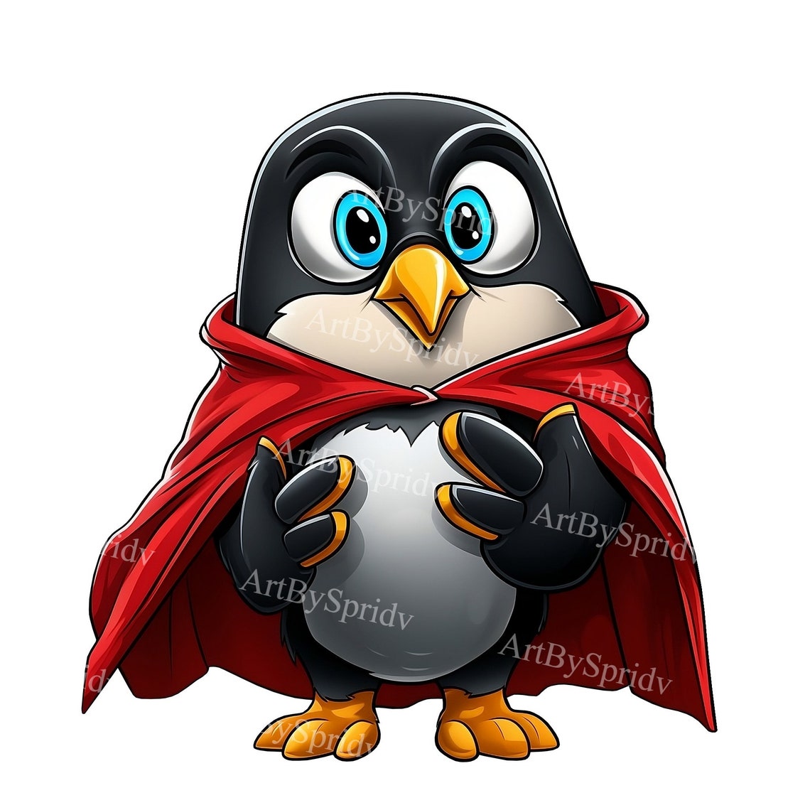 Superhero Penguin With Cape PNG Clipart, Cute Cartoon Digital Download ...