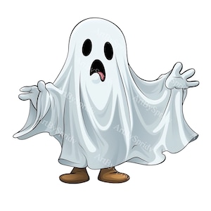 Cute Funny Ghost Transparent PNG Clipart, Cartoon Character Lover Print ...