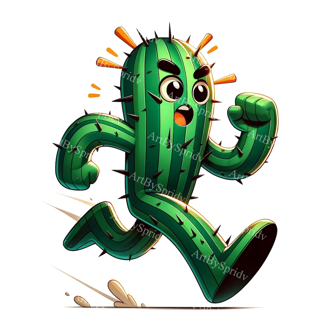 Whimsical Running Cactus Clipart | Printable Sublimation PNG | DIY ...