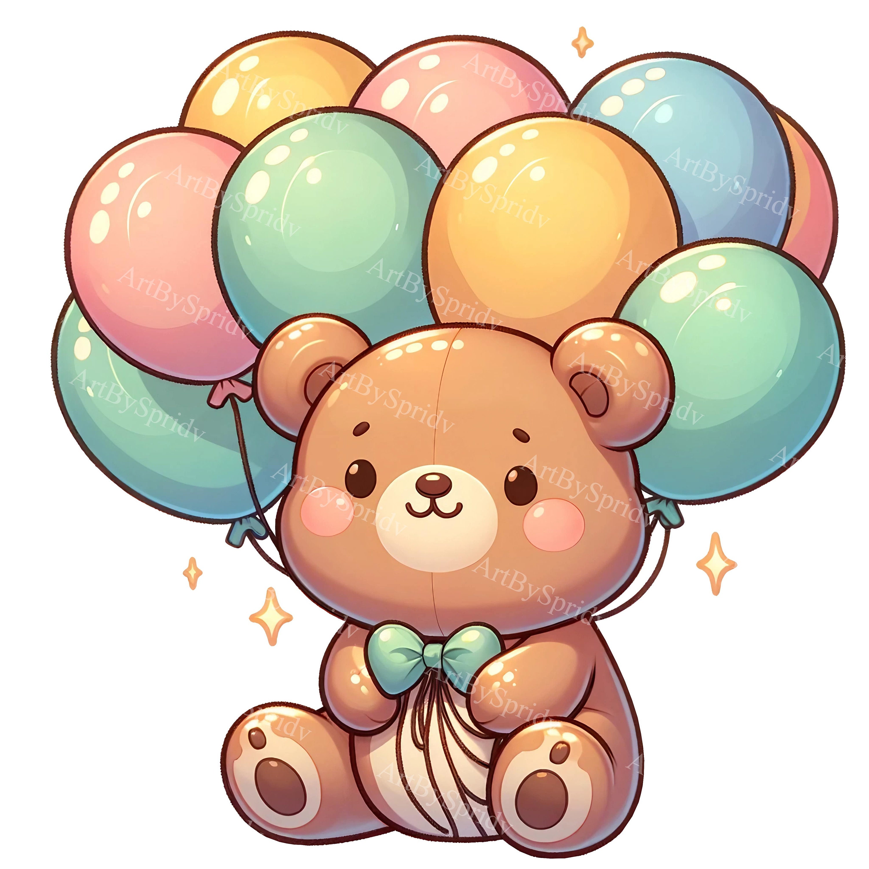 Cute Cartoon Teddy Bear Clipart With Balloons - Baby Shower, T-shirt ...