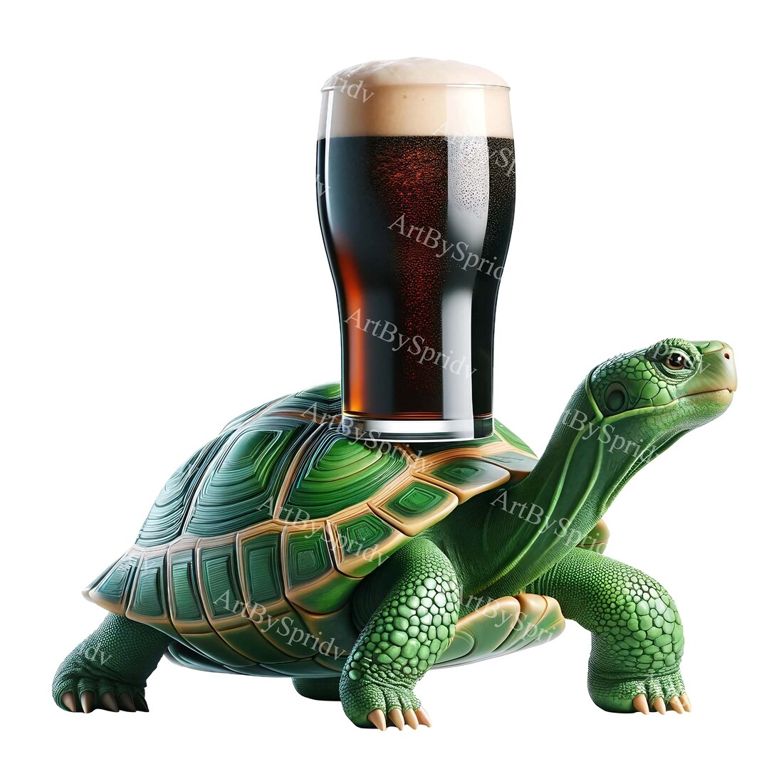 Turtle Carrying Beer Glass Clipart - Unique Printable Sublimation PNG ...