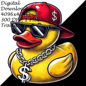 Rubber Duck PNG Clipart With Sunglasses, Dollar Sign Necklace, Cap, Hip ...