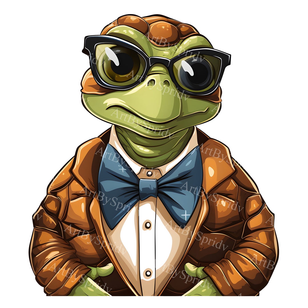 Charming Turtle in Tuxedo Clipart-dapper Turtle With Bow Tie ...