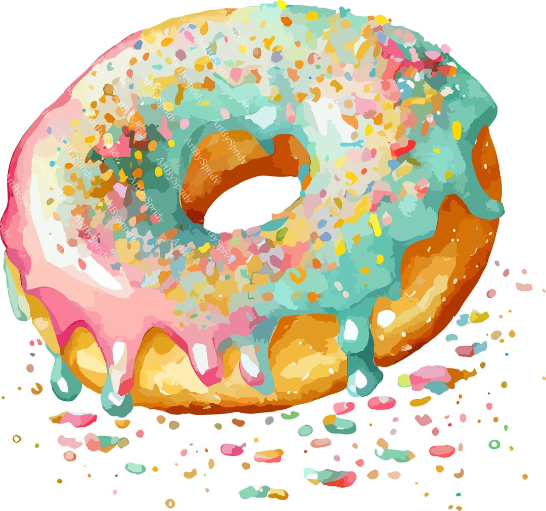 Watercolor Donut Clipart Printable Sublimation PNG Image for T-shirt ...