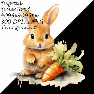 Watercolor Bunny Clipart Set | 4 High-quality Transparent PNG Rabbit ...