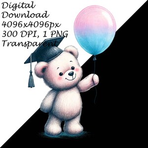 Graduation Teddy Bear Clipart - Adorable Watercolor Bear With Grad Cap ...