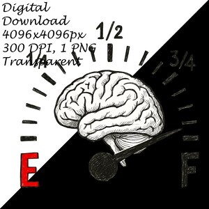 Brain Fuel Gauge PNG Design, Full Tank Mind Clipart, Nerd Geek Tee ...