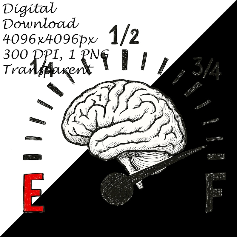 Brain Fuel Gauge PNG Design, Full Tank Mind Clipart, Nerd Geek Tee ...