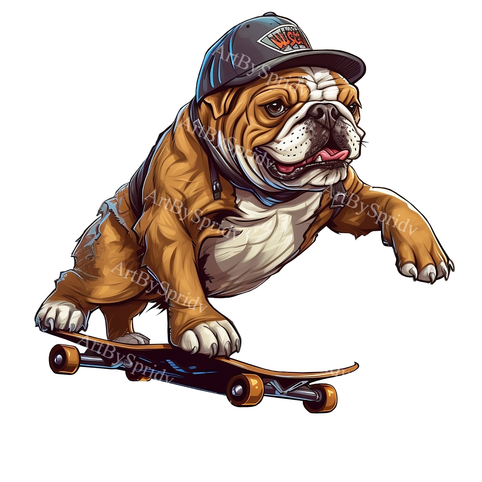 English Bulldog Skateboarding
