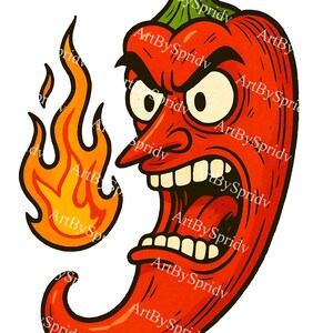 Angry Chili Pepper PNG Clipart, Spicy Cartoon Hot Pepper Breathing Fire ...