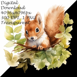 Autumn Forest Friends Clipart 4 PACK - Cute Squirrel & Seasonal Leaves ...