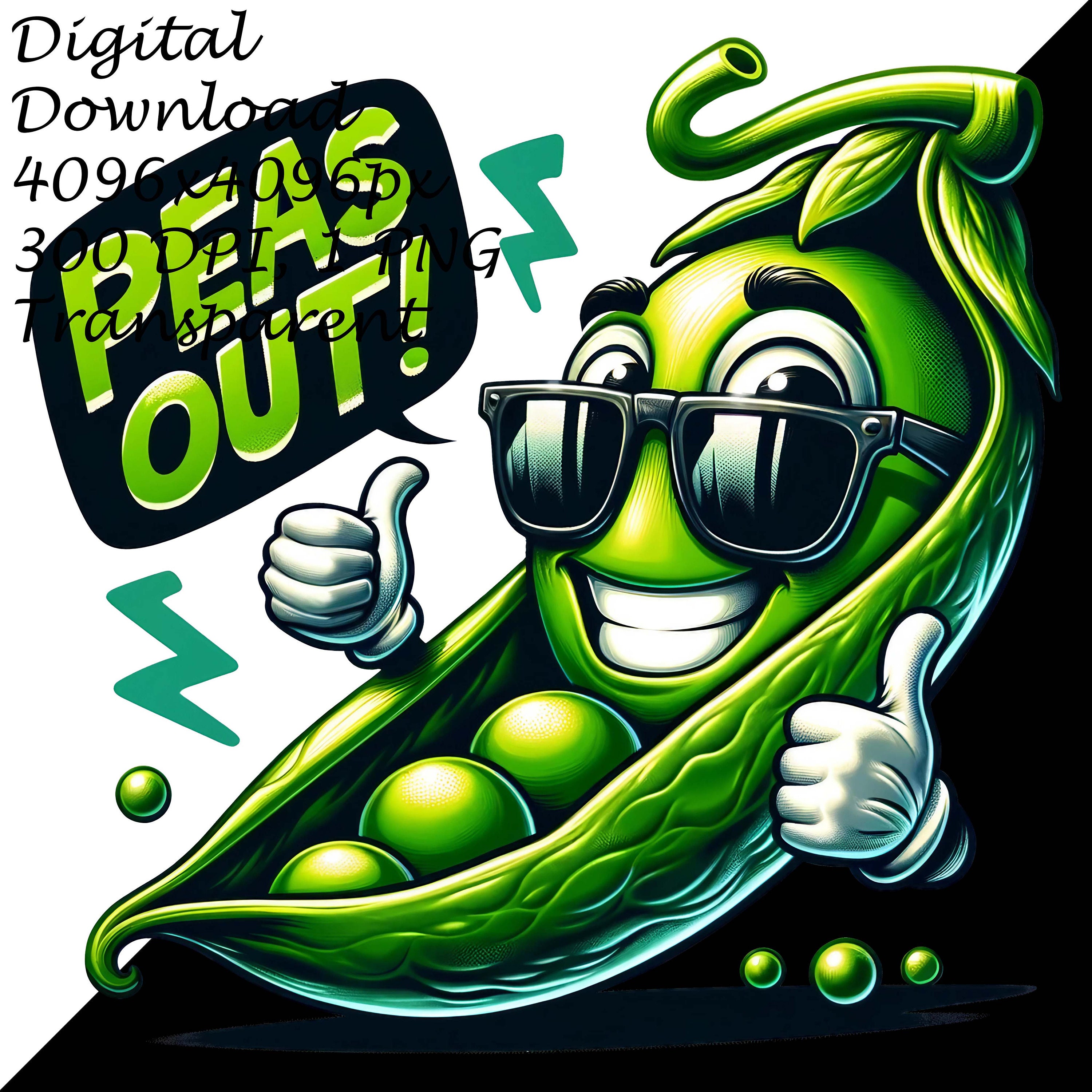 Peas Out! Clipart - Cartoon Green Pea Pod Waving Goodbye - Digital PNG ...