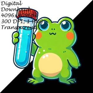 Adorable Science Frog Holding a Test Tube PNG Clipart, Perfect for ...