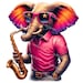 Saxophone Elephant Clipart, Vibrant Musical Animal PNG, Jazz Elephant ...