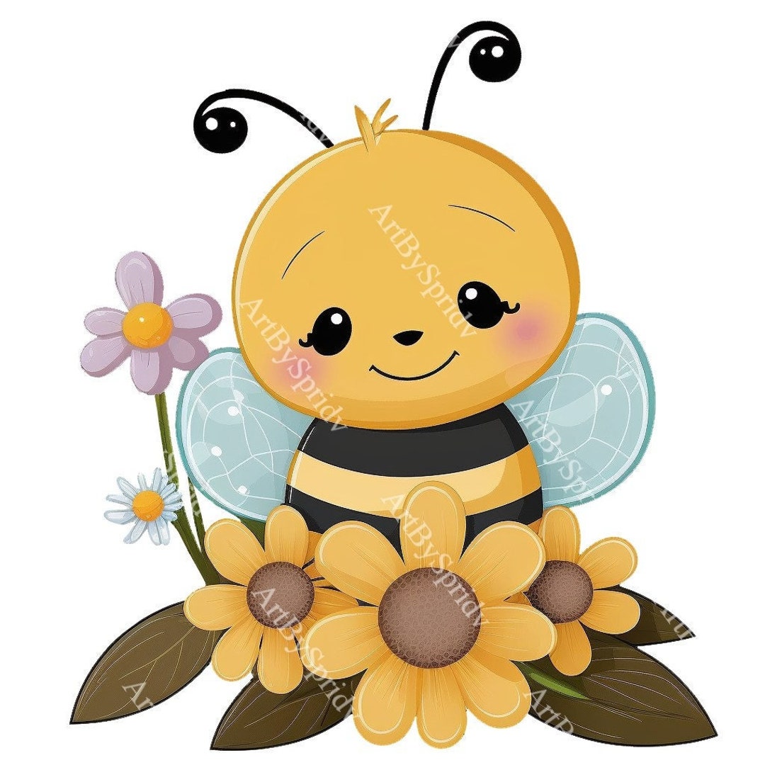 Cute Bee PNG, Transparent Animal Flower Clipart, Kids Cartoon Design ...