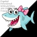 Cute Cartoon Girl Shark PNG Clipart | Funny Shark With Pink Bow and ...