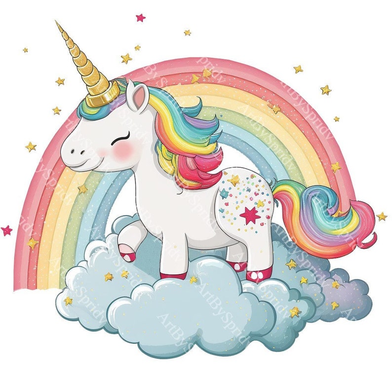 Rainbow Unicorn PNG Clipart Transparent Kids Clip Art Cartoon - Etsy