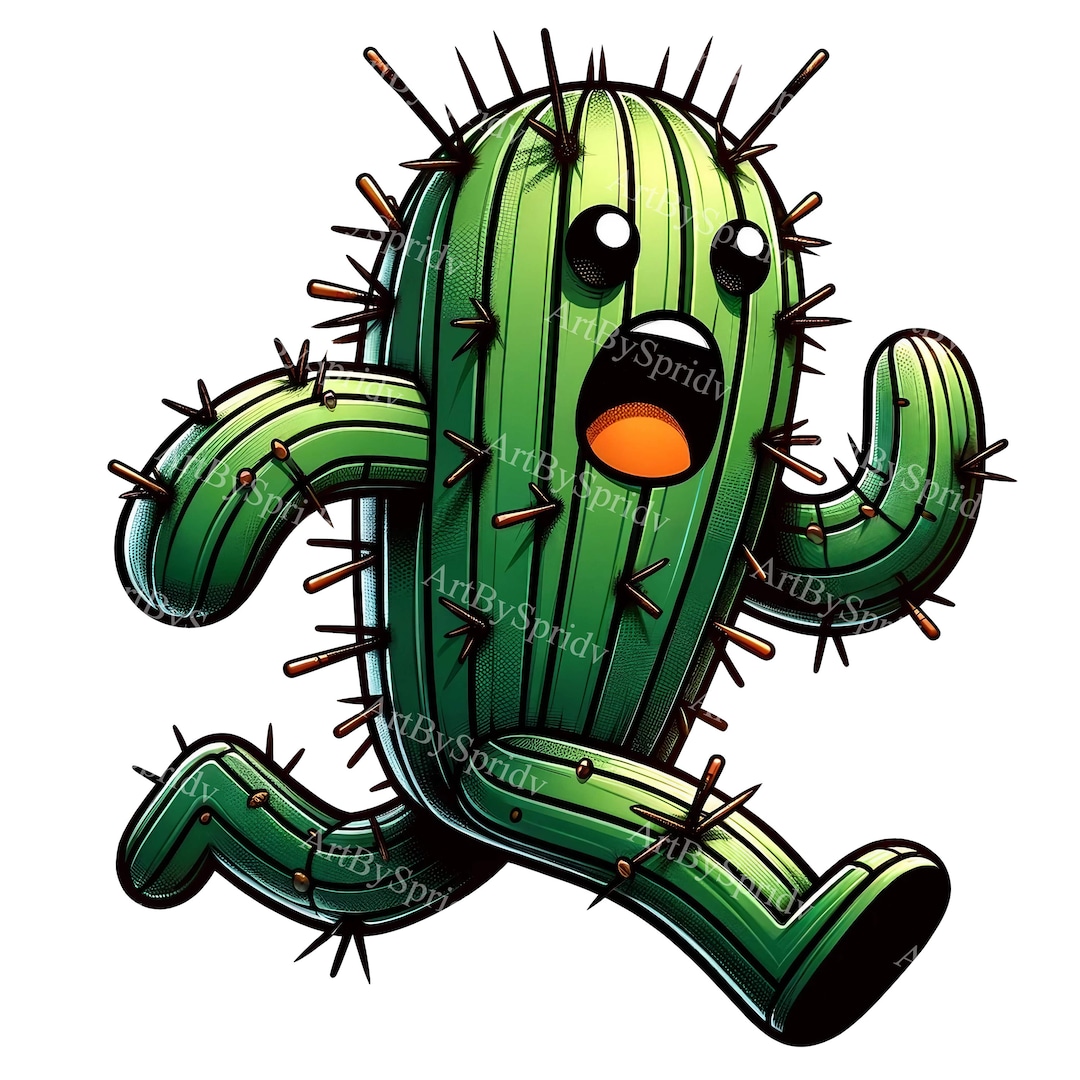 Whimsical Running Cactus Clipart | Printable Sublimation PNG | DIY ...