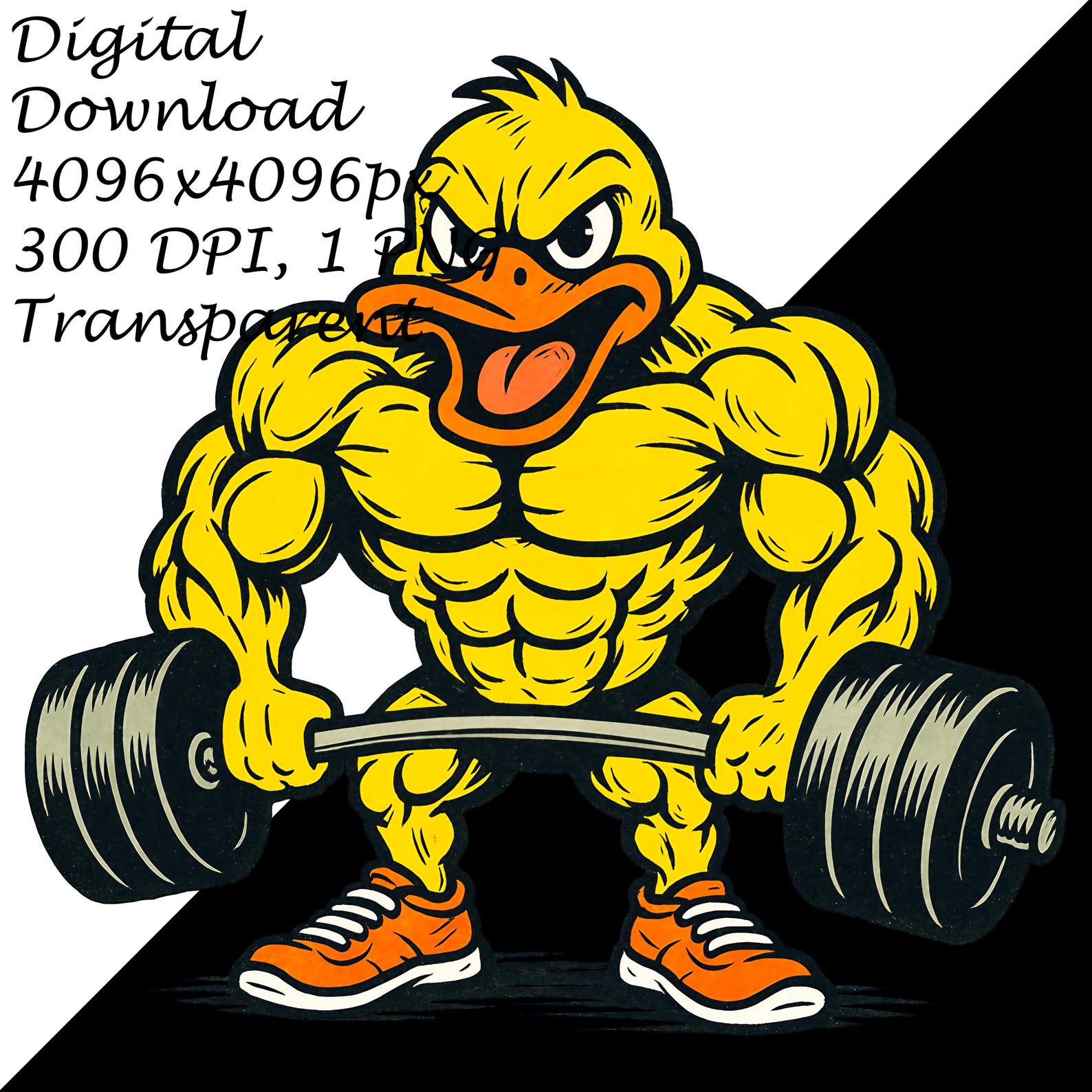 Muscular Gym Duck Lifting Weights PNG | Funny Bodybuilder Animal ...