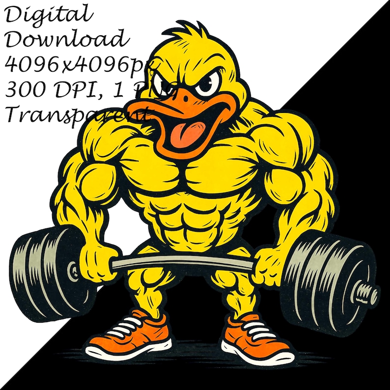 Muscular Gym Duck Lifting Weights PNG | Funny Bodybuilder Animal ...