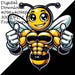 Strong Muscular Bee Digital PNG Clipart,fitness Mascot Illustration ...