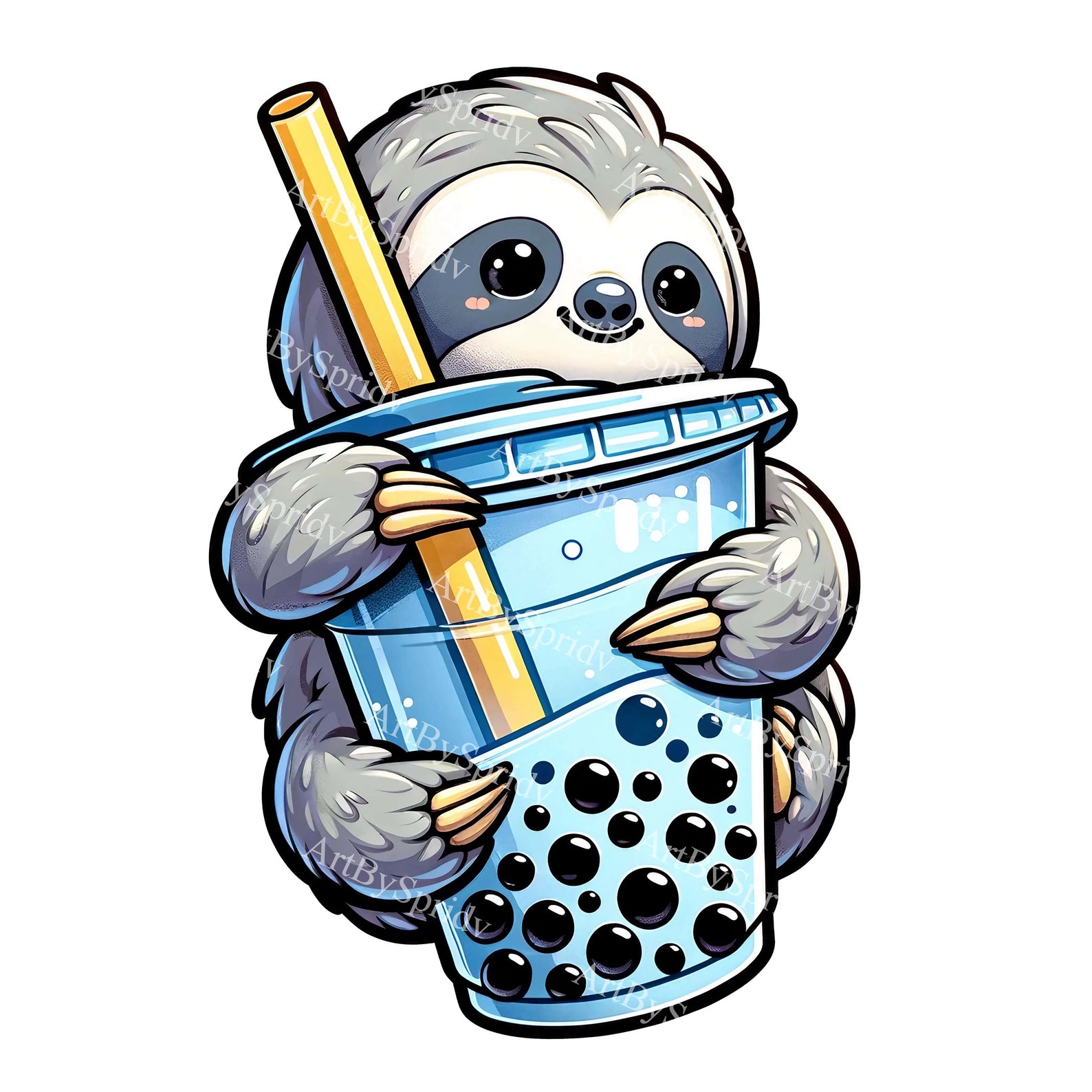 Sloth Boba Tea Clipart Cute Animal Digital PNG, Printable Sublimation ...