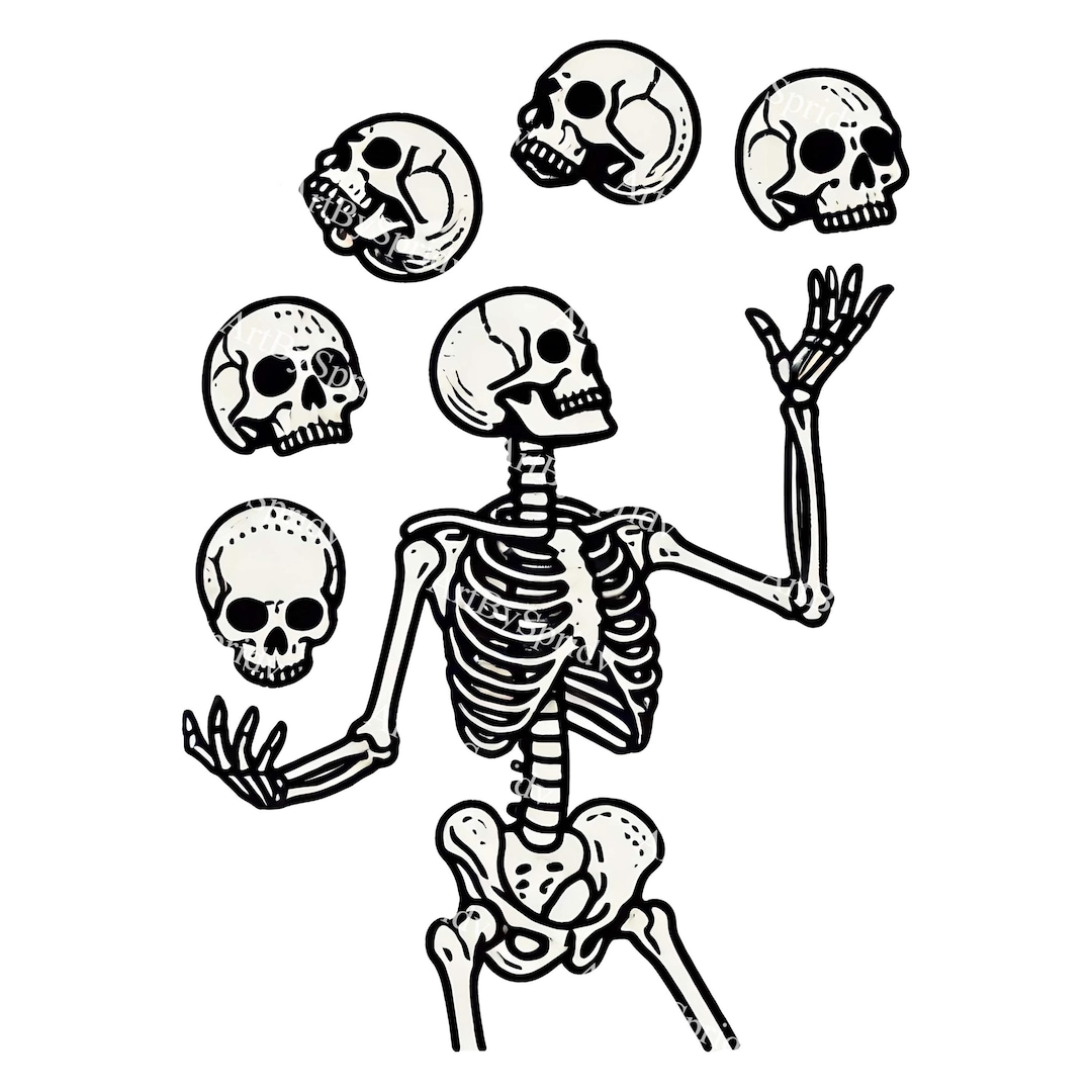 Skeleton Juggling Skulls Halloween PNG Clipart, Creepy Spooky Skulls ...