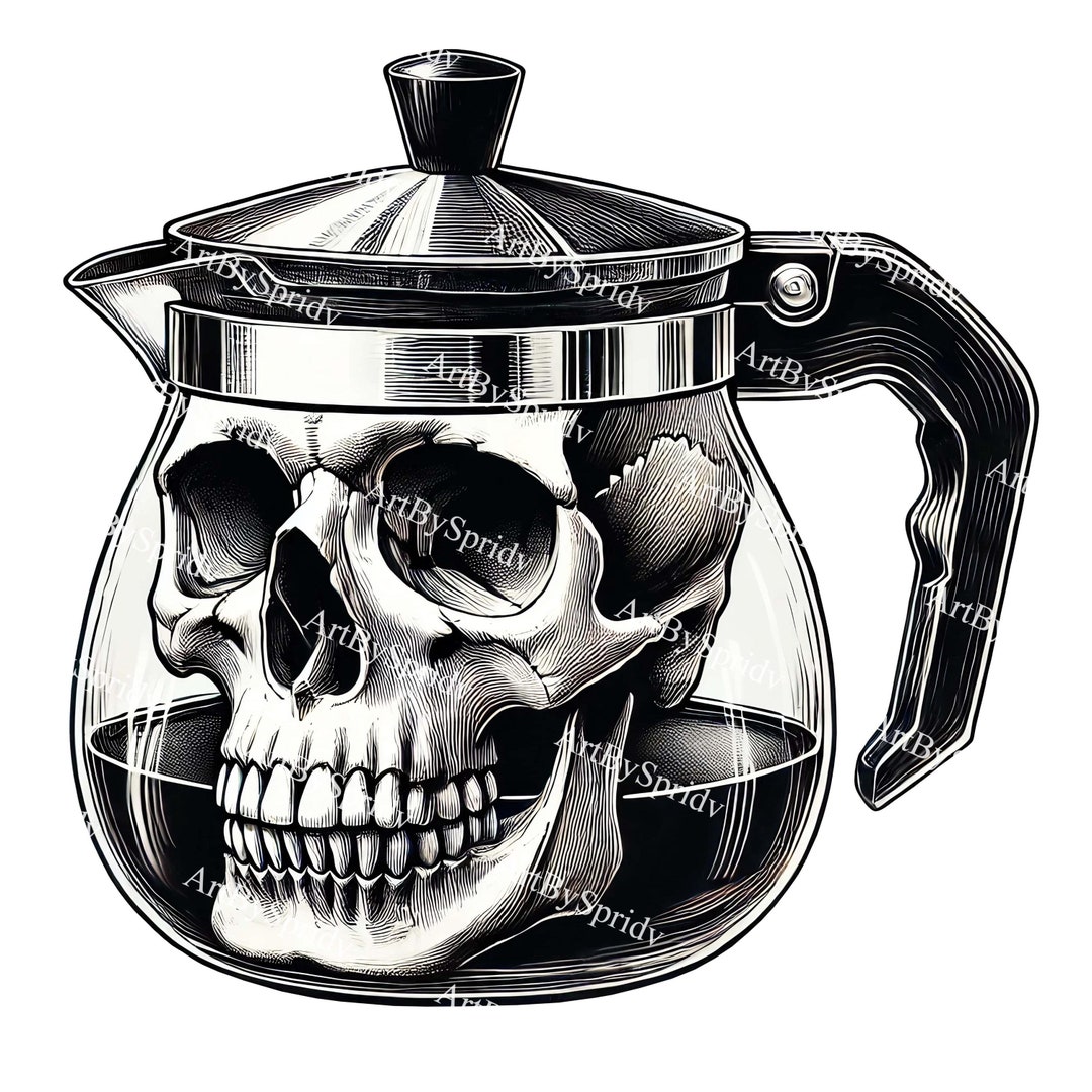 Skull Coffee Pot Clipart, Transparent PNG Coffee Maker With Skull Art ...