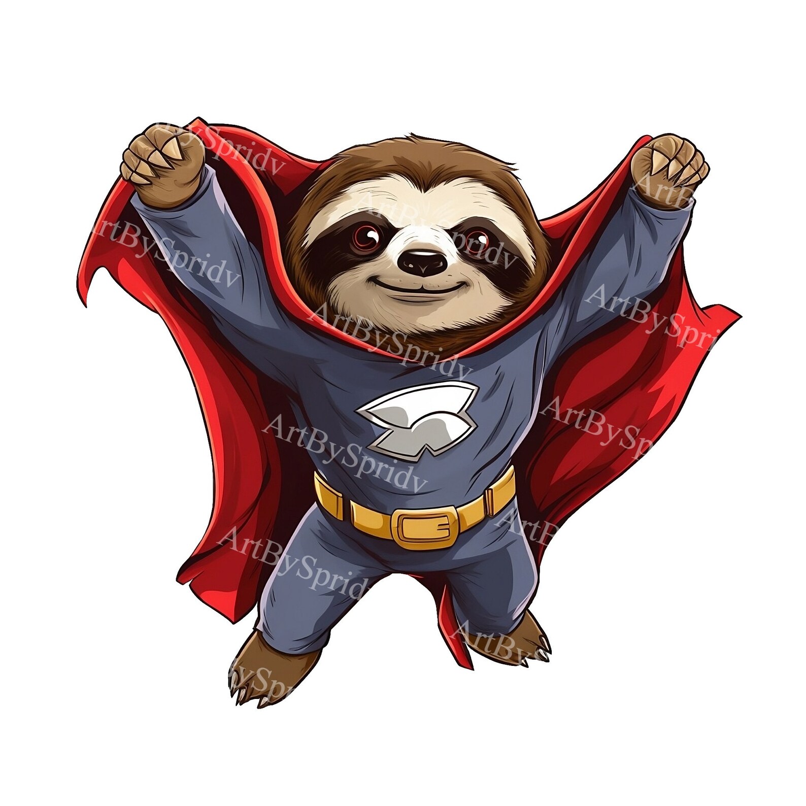 Cute Superhero Sloth PNG Clipart, Transparent Kids/adult Design ...