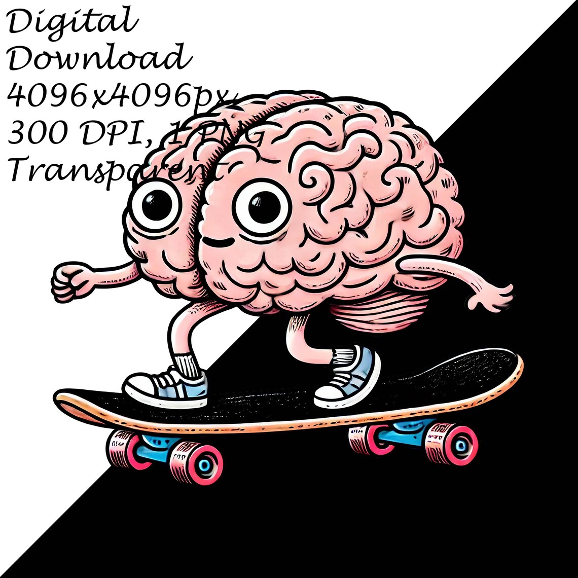 Skateboarding Brain PNG Clipart, Quirky Brain on Skateboard ...