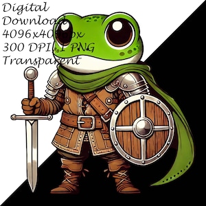 Epic Frog Warrior Medieval Fantasy PNG Clipart, Armored Frog With Sword ...
