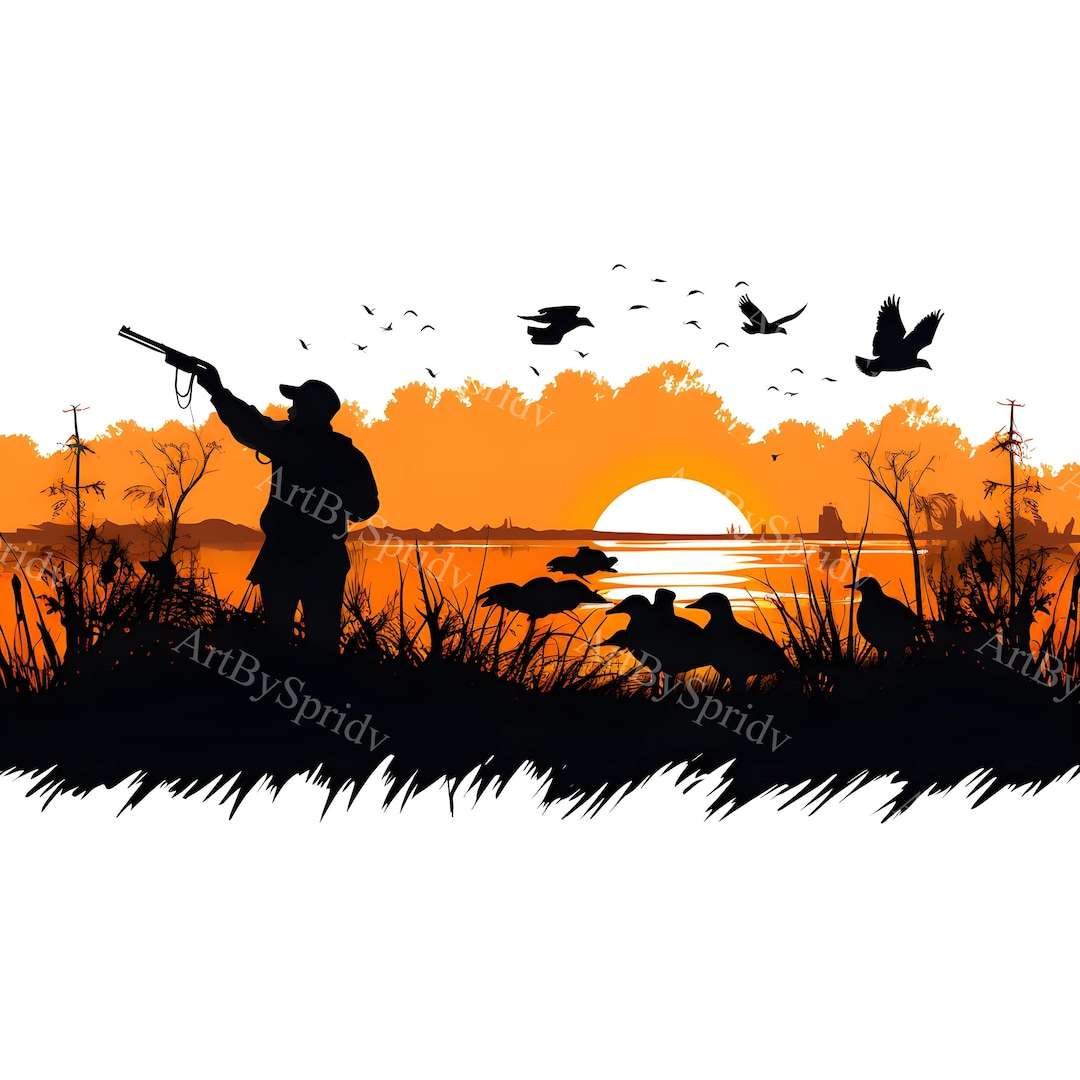Sunset Duck Hunting Silhouette PNG Clipart, Waterfowl Hunter With ...