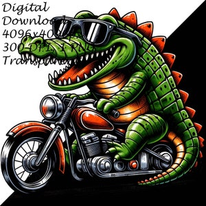 Motorcycle-riding Alligator Clipart - Unique Biker Alligator PNG ...