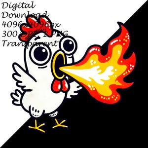 Fire-breathing Chicken PNG Clipart-cartoon Chicken With Flames, Spicy ...