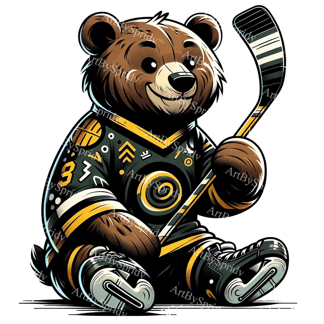 Cartoon Hockey Bear Digital PNG Clipart-sports Themed Printable ...