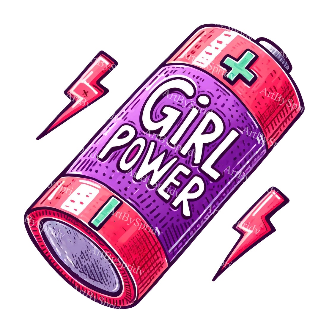 Girl Power Battery Clipart - Empowerment Energy Illustration, Feminist ...