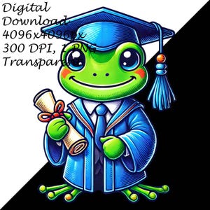 Graduation Frog With Cap, Gown, Diploma PNG Clipart, Digital ...
