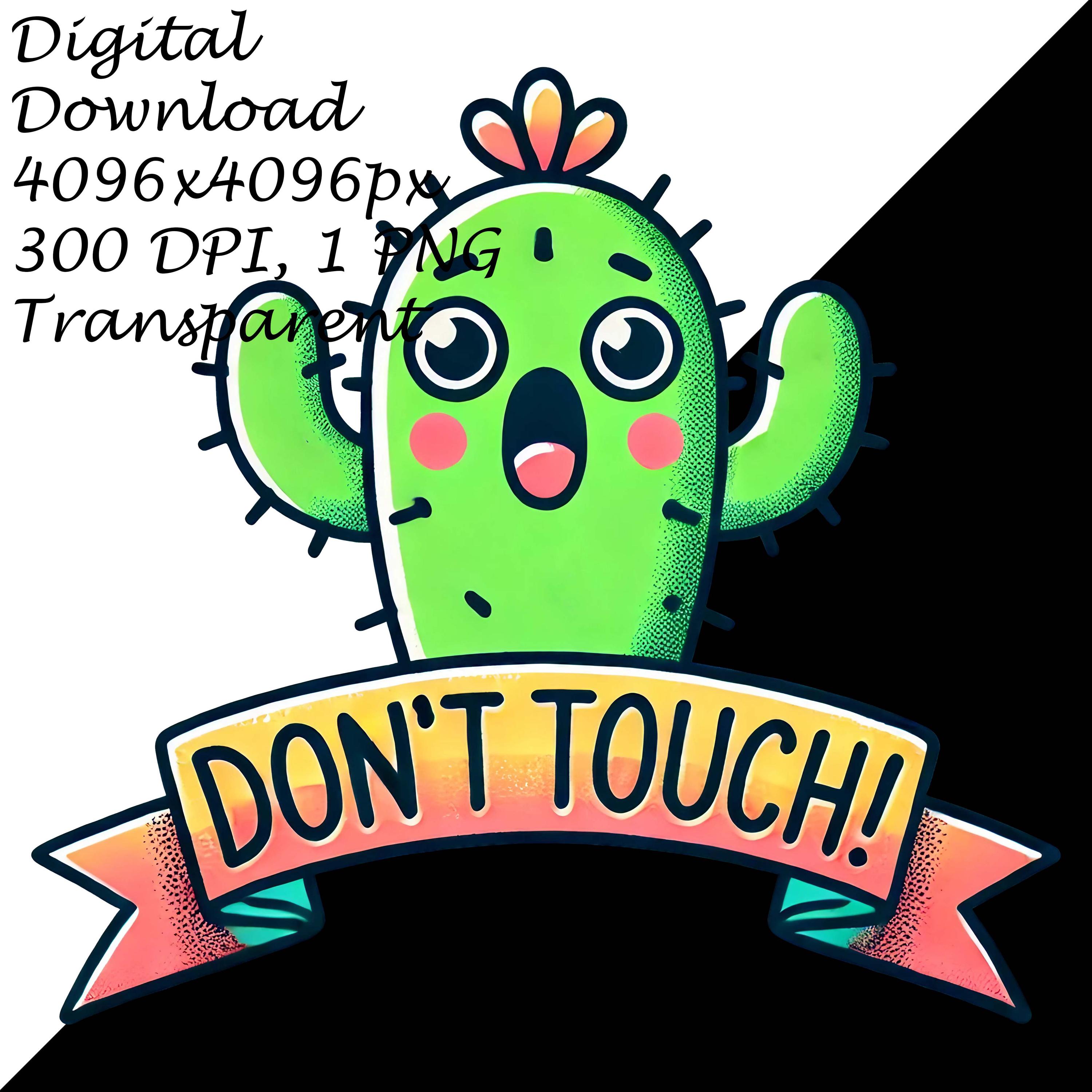 Cartoon Cactus PNG Clipart ‘don't Touch’ Digital Clip Art - Fun Kawaii ...