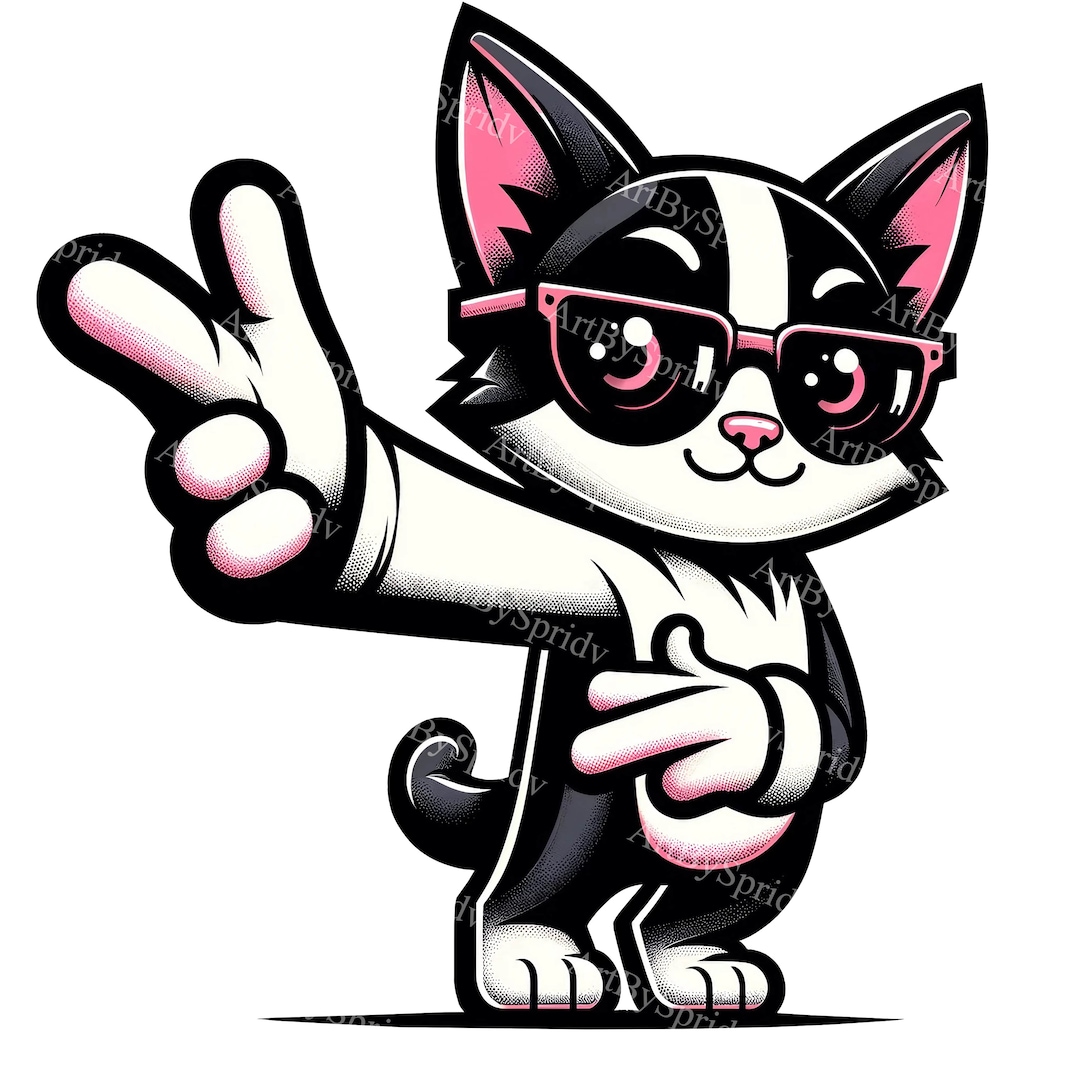 Cool Cat Clipart | Transparent PNG Kitten | Digital Download Printable ...